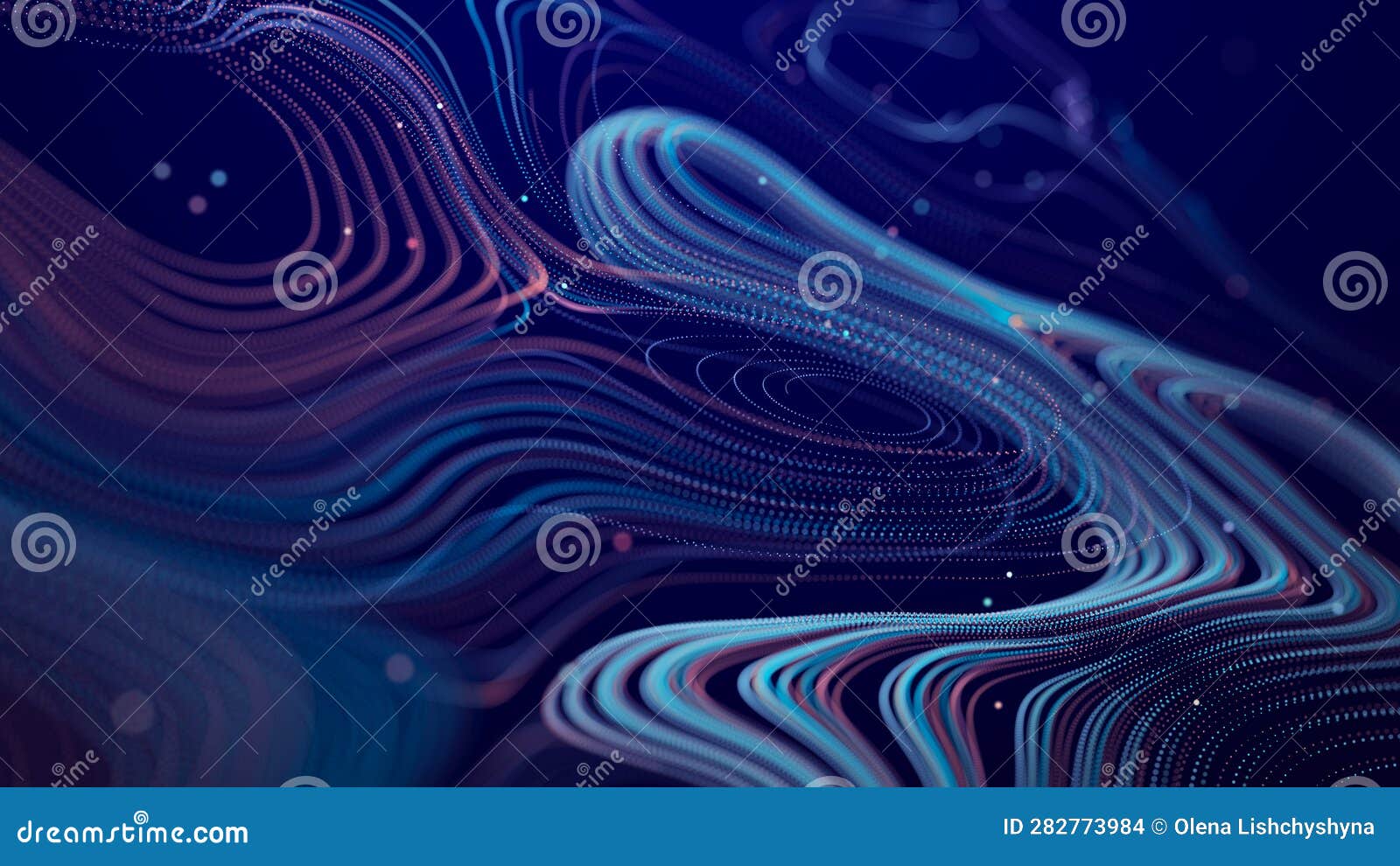 Abstract Digital Background of Moving Particles. Information Space Flow ...