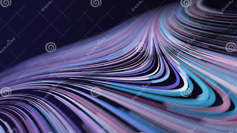 Abstract Digital Background of Moving Particles. Information Space Flow ...