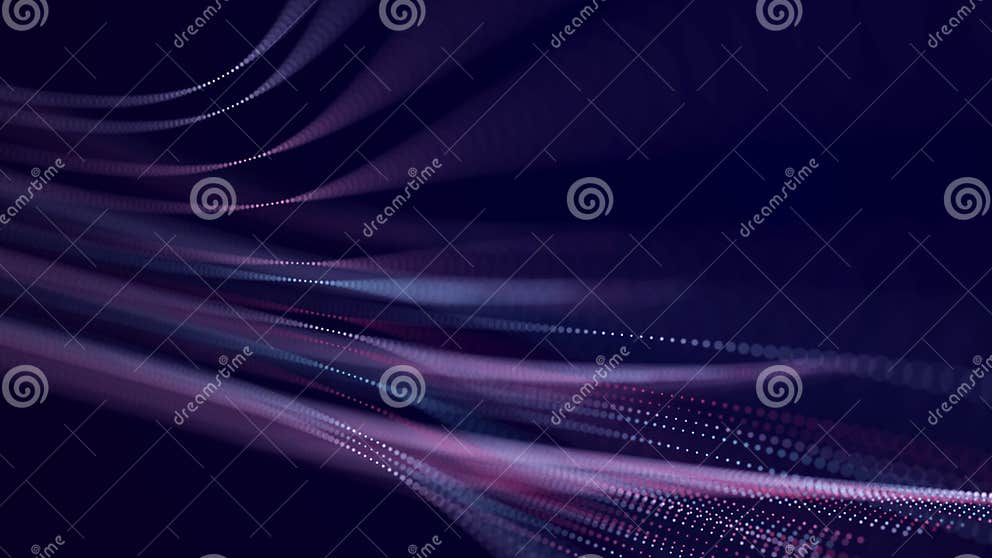 Abstract Digital Background of Moving Particles. Information Space Flow ...