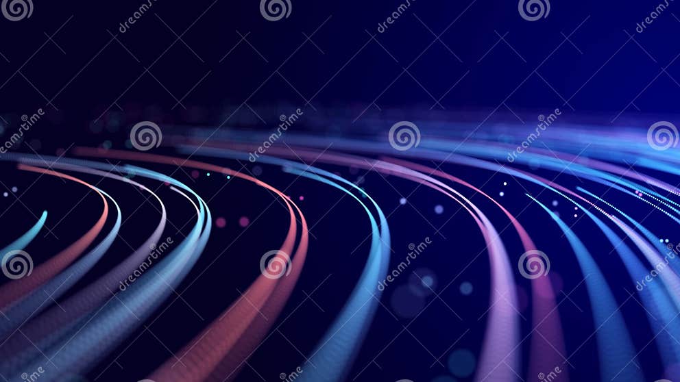 Abstract Digital Background of Moving Particles. Information Space Flow ...