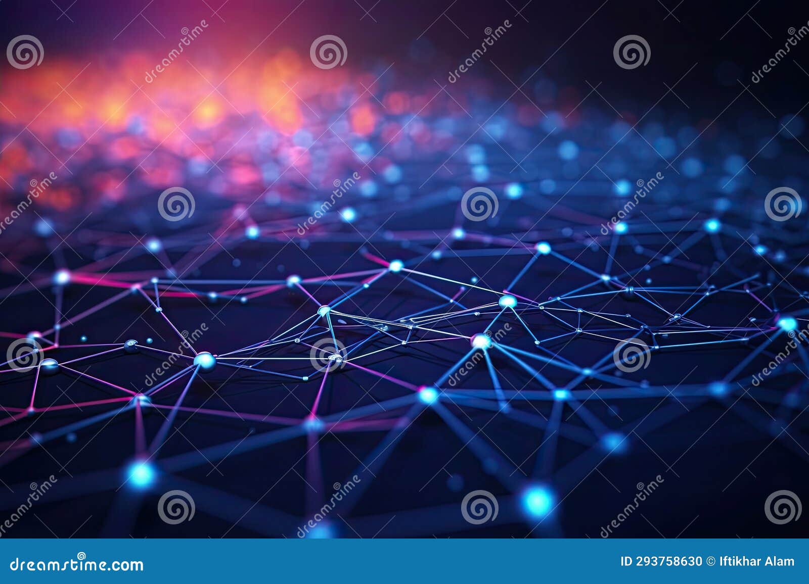 Abstract Digital Background. Network Connection Concept. 3D Rendering, Cyber Big Data Flow ...