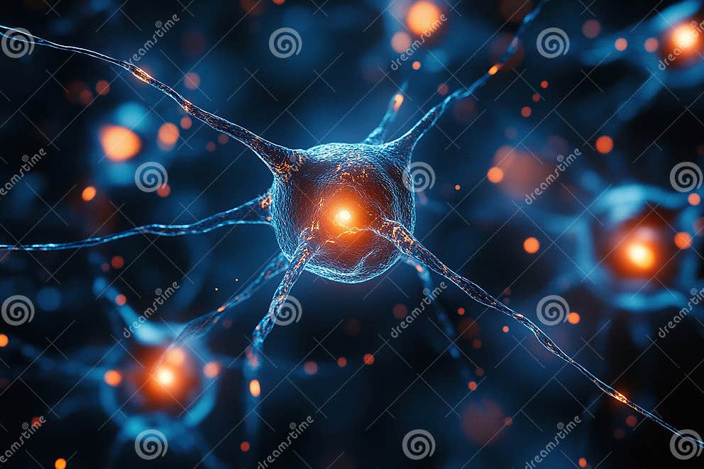 Abstract Digital Background with Neural Cells Forming a Neural Network ...