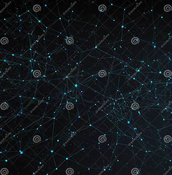 Abstract Digital Background of Points and Lines. Glowing Black Plexus. Big Data. Network or ...