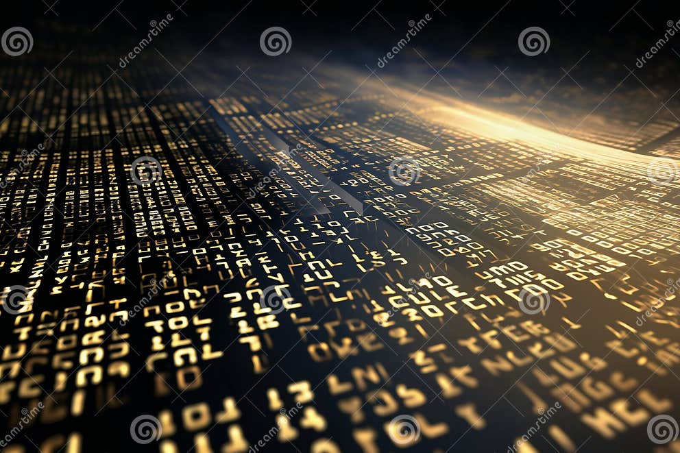 Abstract Digital Background with Symbols and Numbers on a Dark ...