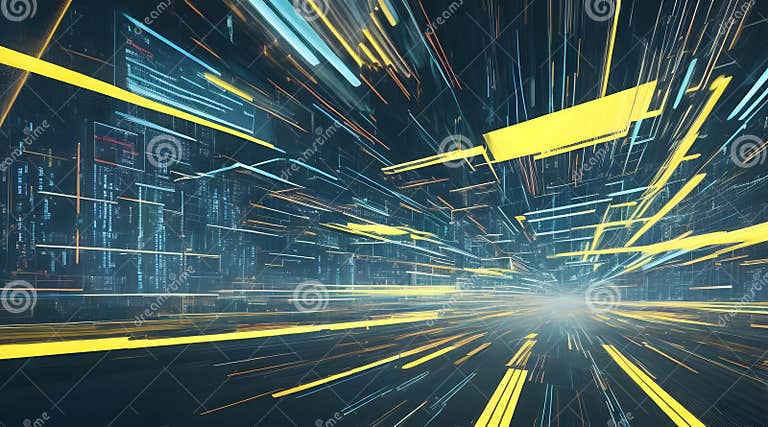 Abstract Digital Background Tech Binary Code Featuring Female Programmer Immersed In Coding