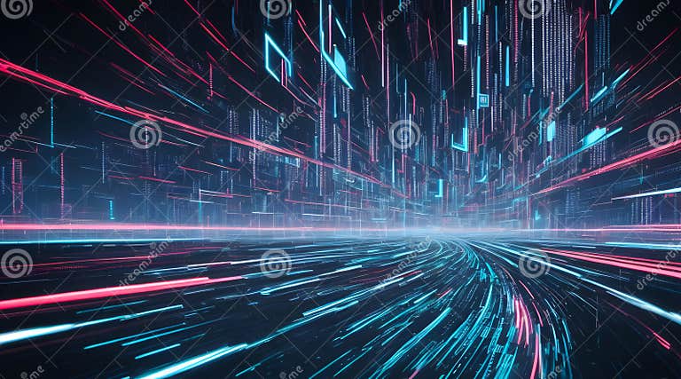 Abstract Digital Background Tech Binary Code Featuring Female Programmer Immersed in Coding ...