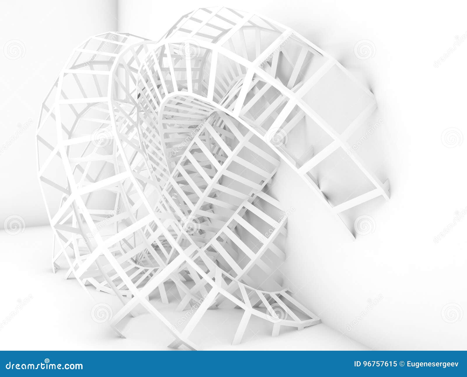 Abstract Digital Background, White 3d Wire-frame Stock Illustration ...