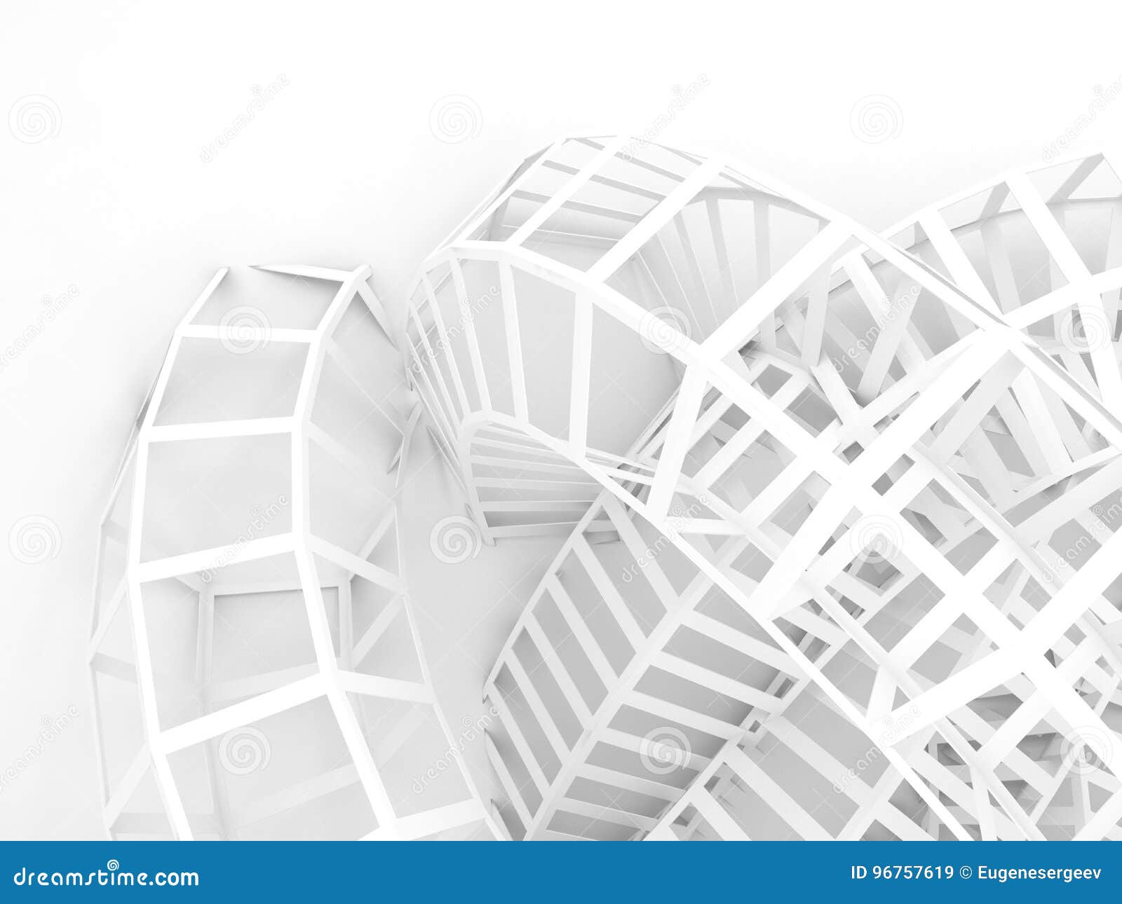 Abstract Digital Background, White Wire-frame 3 D Stock Illustration ...