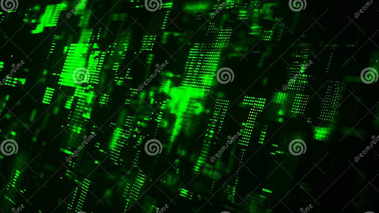 Abstract Digital Binary Code Flowing On Dark Background Network Connection Structure Stock
