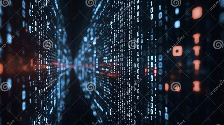 Abstract Digital Binary Code in a Futuristic Environment Stock Photo - Image of computing ...