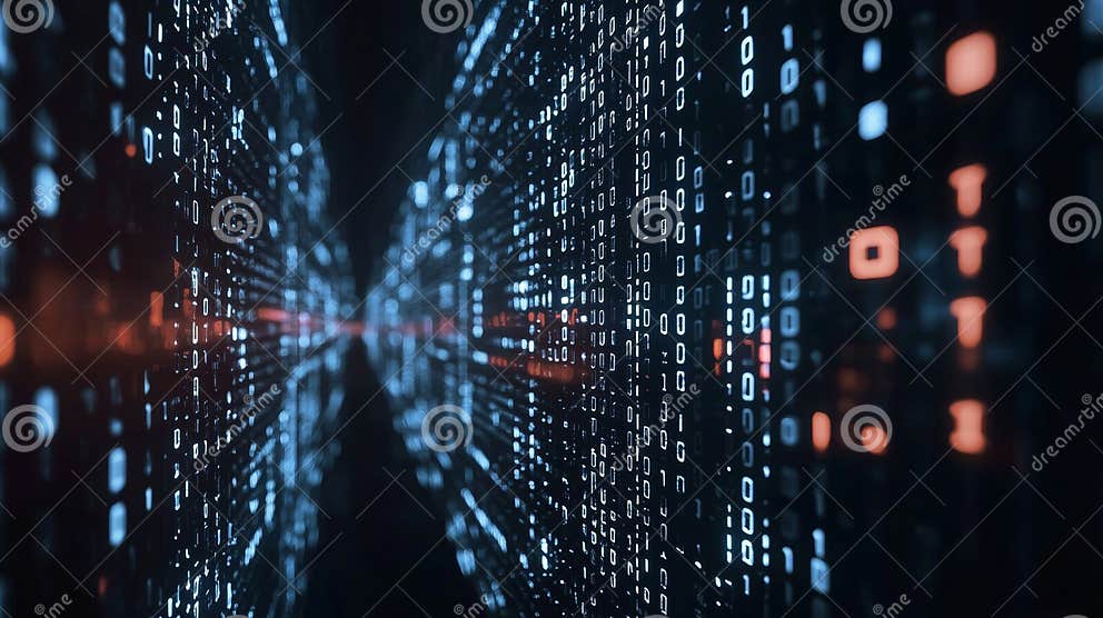 Abstract Digital Binary Code in a Futuristic Environment Stock Photo - Image of computing ...