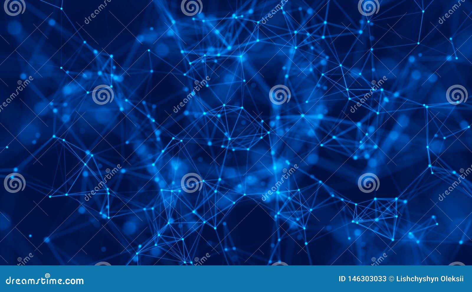 Abstract Digital Blue Background Plexus Effect Network Connection Structure 3d Rendering