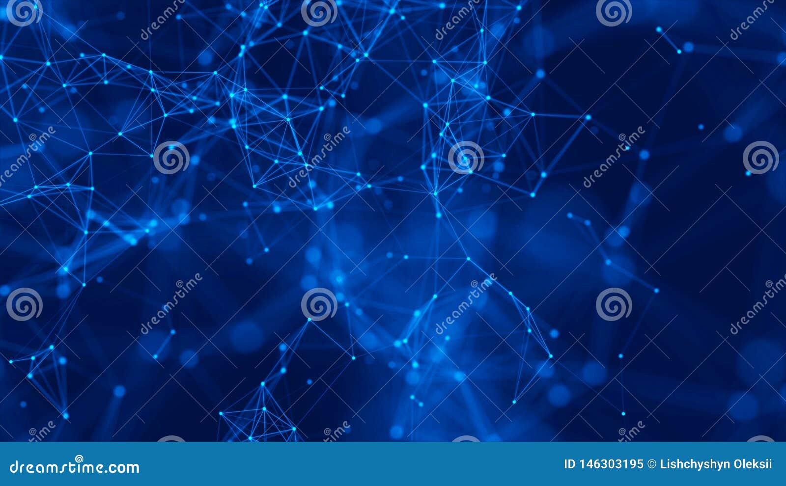 Abstract Digital Blue Background. Plexus Effect. Network Connection Structure. 3D Rendering ...