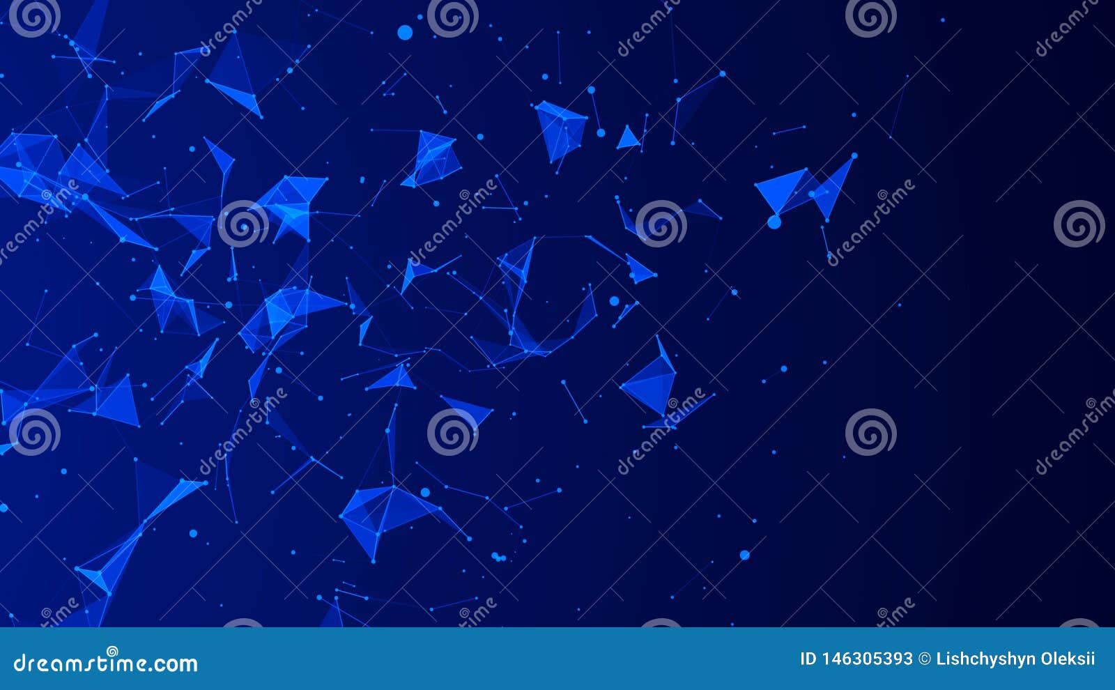 Abstract Digital Blue Background. Plexus Effect. Network Connection Structure. 3D Rendering ...