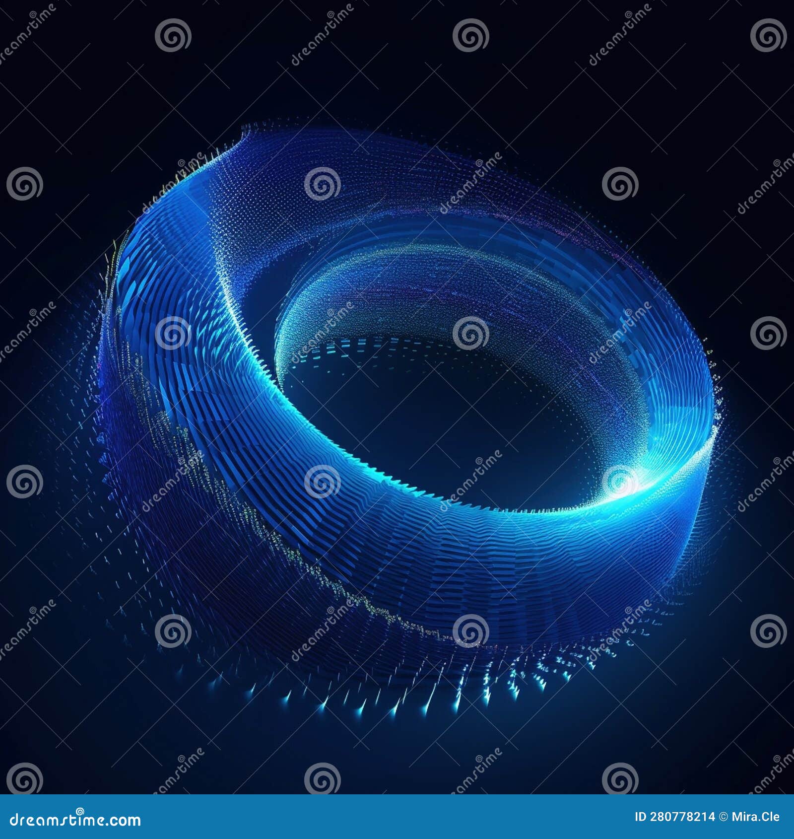 Abstract Digital Blue Circular Shape Isolated on Black Background ...