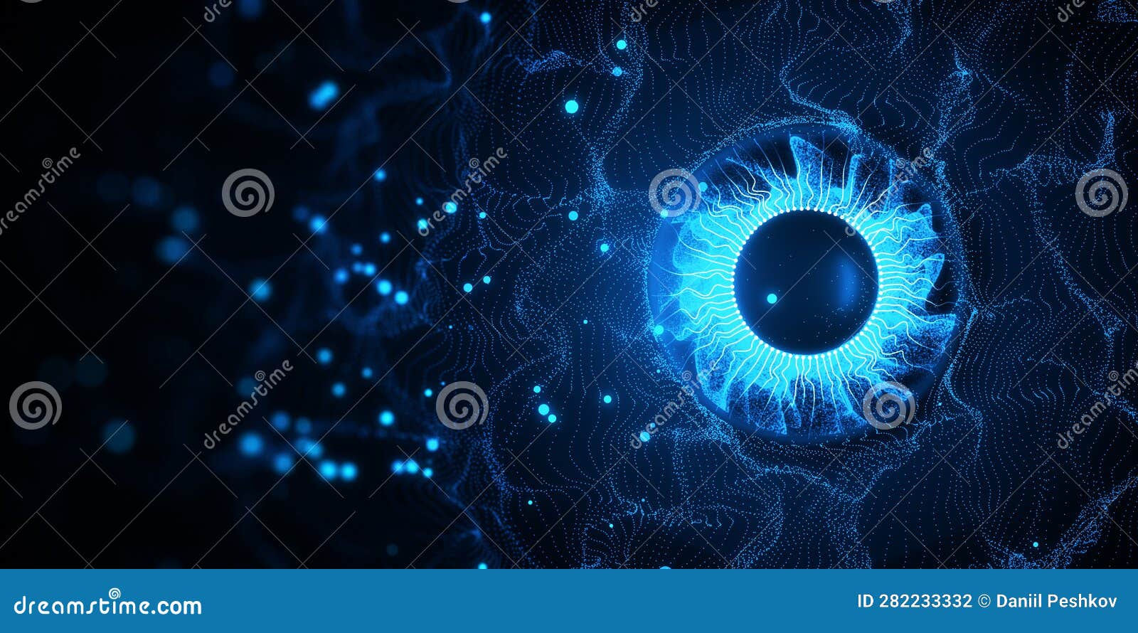 Abstract Digital Blue Eye Iris on Tech Backdrop. Technology and Vision ...