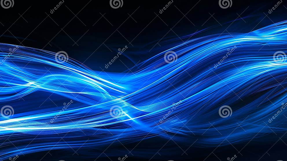 Abstract Digital Blue Light Waves on Dark Background Stock Image ...