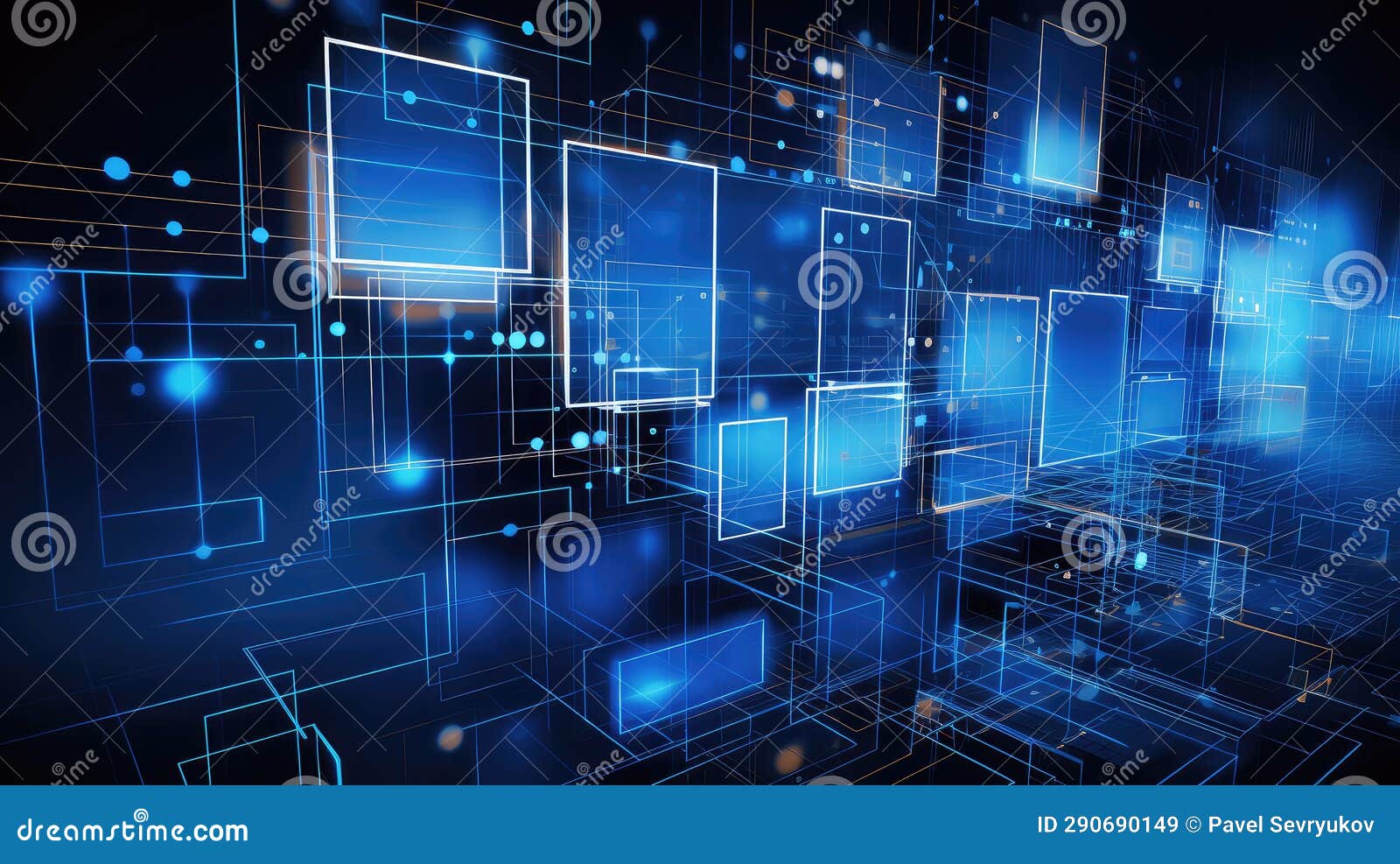 Abstract Digital Blueprint Composition Stock Illustration ...