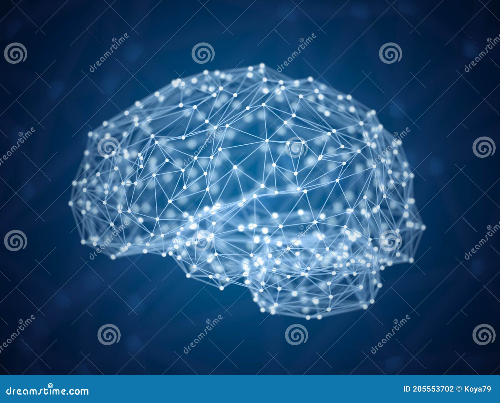 Abstract Digital Brain, Dots and Lines in Form of Human Brain ...