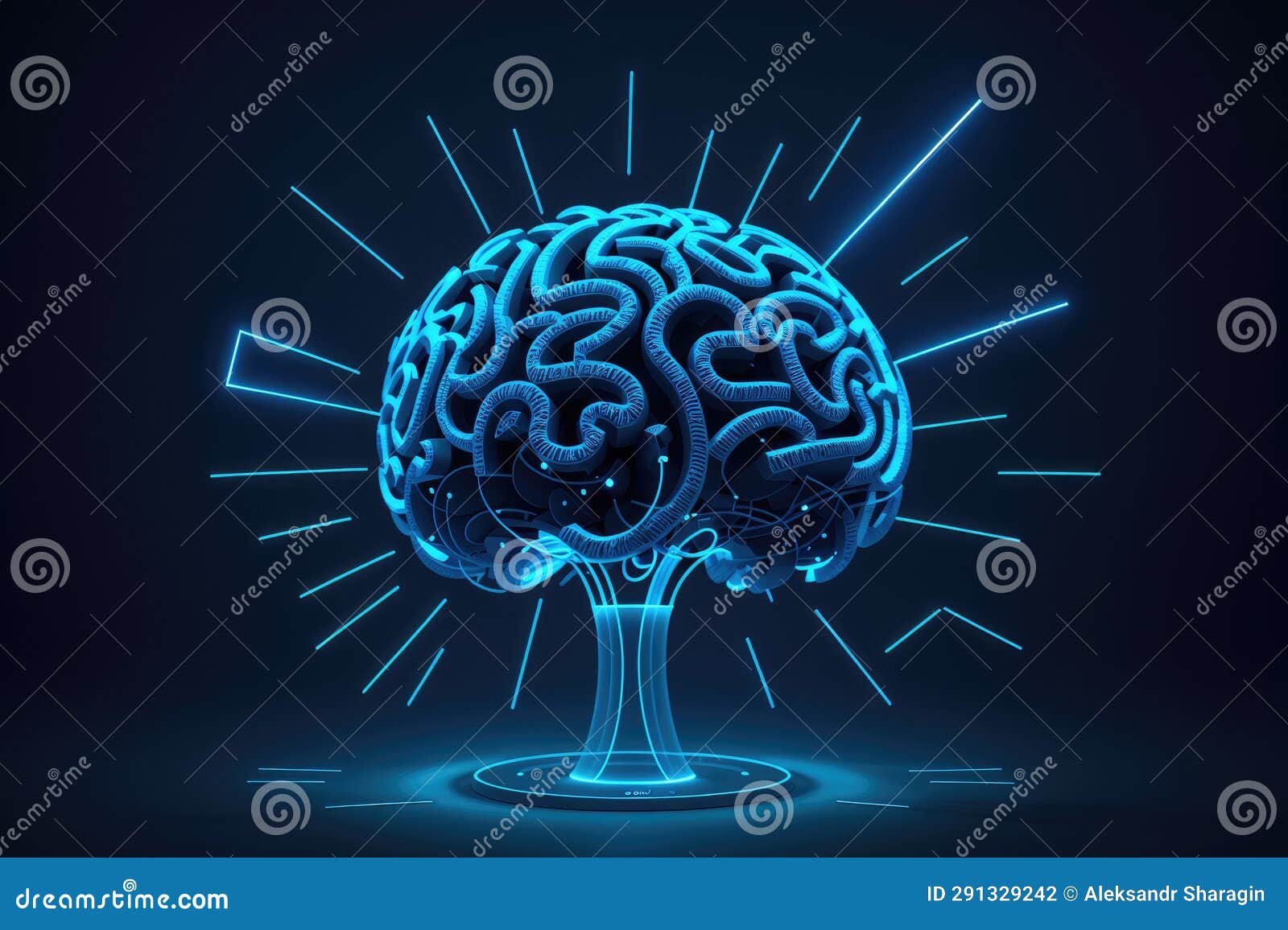 Abstract Digital Brain. Neural Network Concept Stock Illustration - Illustration of information ...