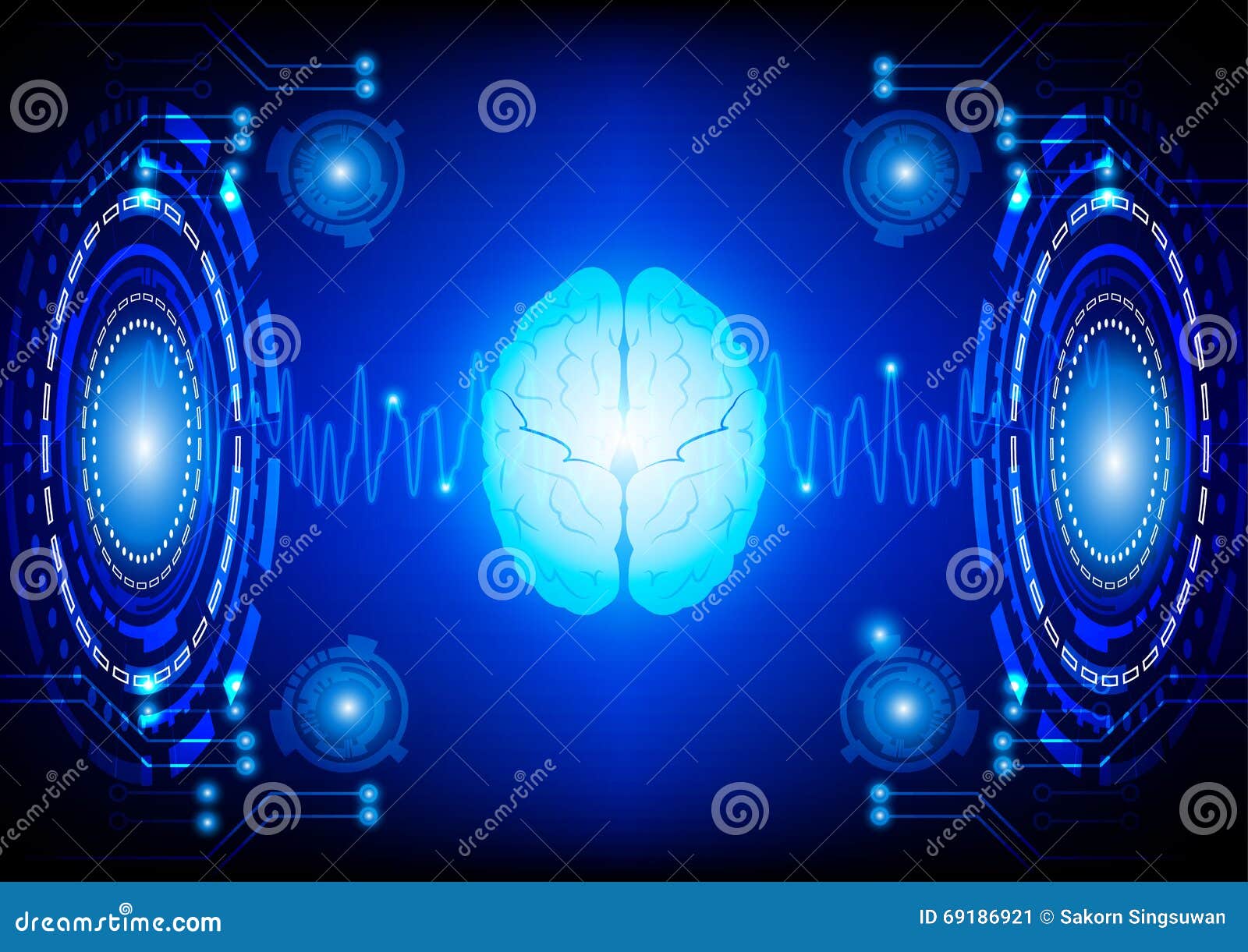 Abstract Digital Brain Technology Concept Background Stock Vector ...
