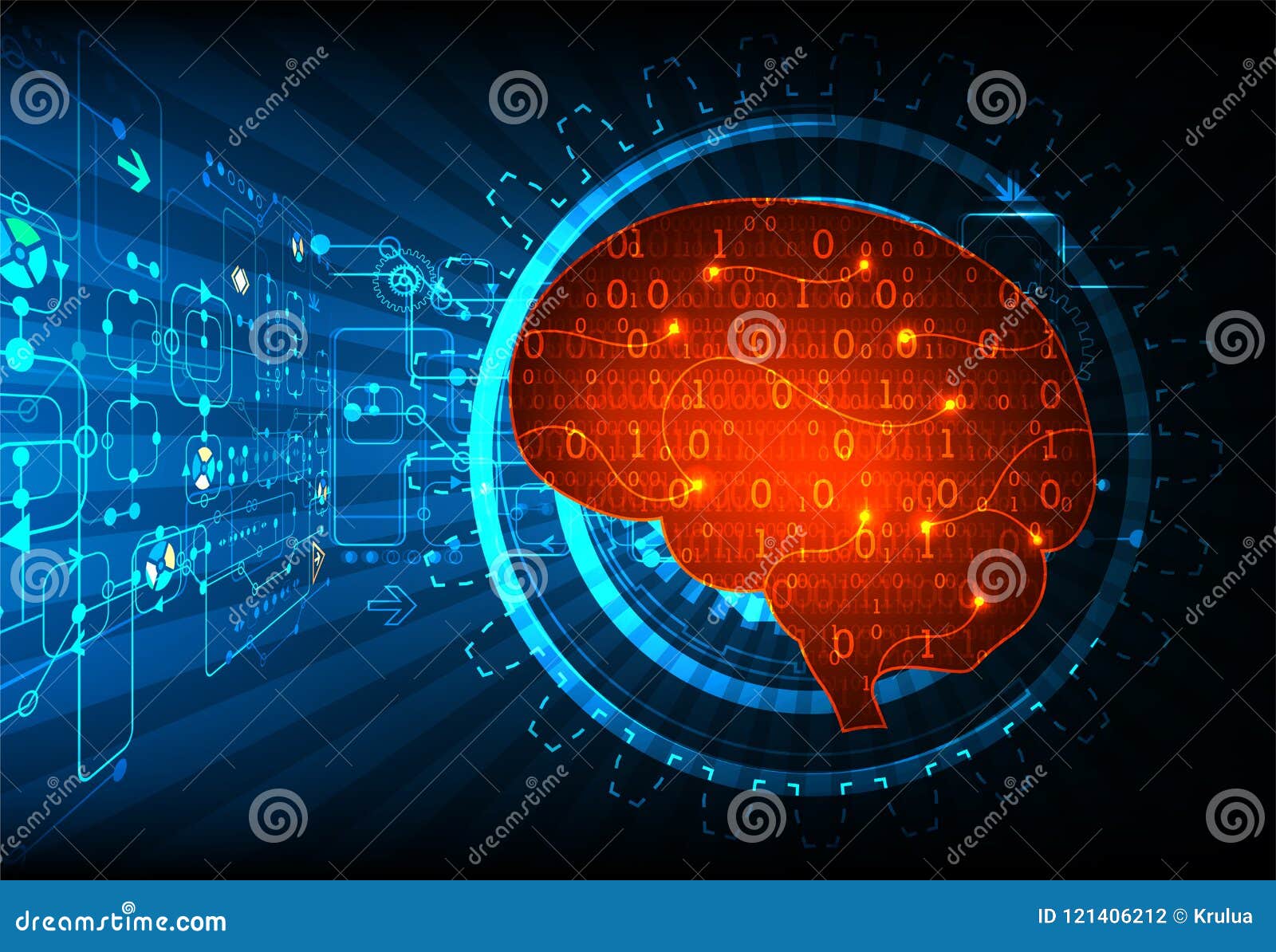 Abstract Digital Brain, Technology Concept. Vector Stock Vector ...