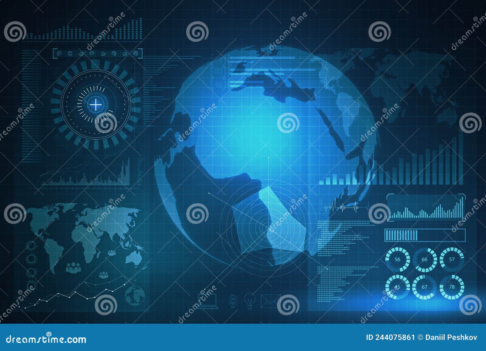 Abstract Digital Business Interface Background with Globe. Interface ...