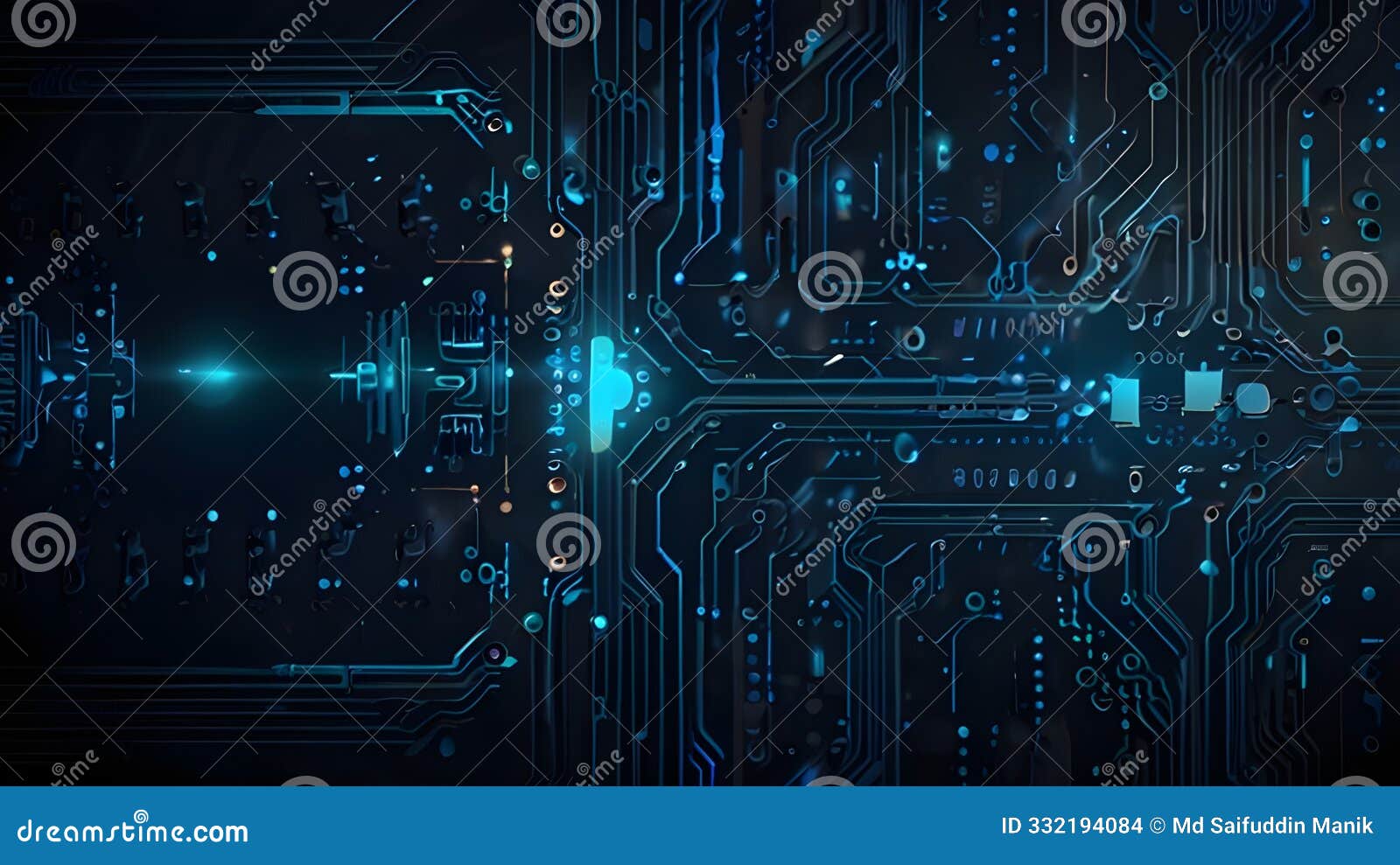 Abstract Digital Circuit Board on Technology Blue Background. Stock ...
