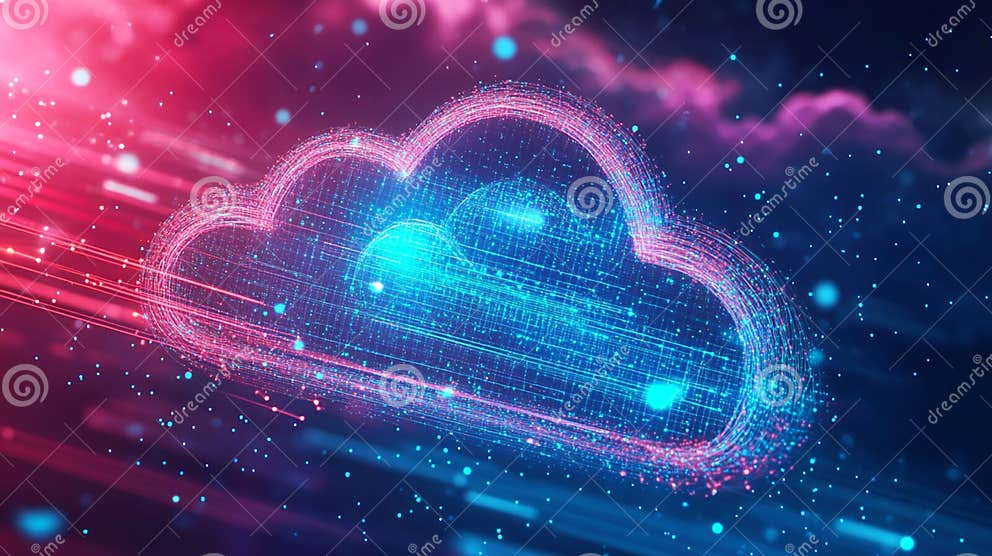 Abstract Digital Cloud Computing Network Data Flow Technology ...