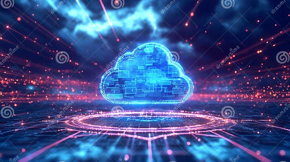 Abstract Digital Cloud Computing Network Technology Data Center Server Web Cyber Future Global ...