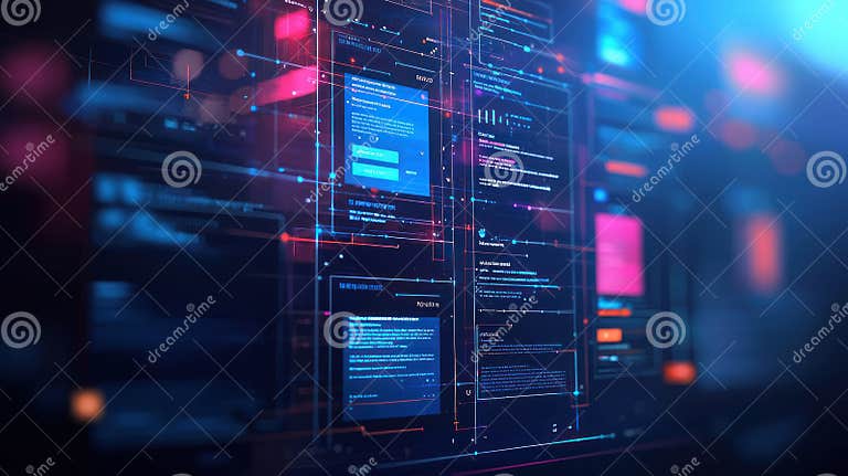 Abstract Digital Code Interface with Lines of Programming Code and ...