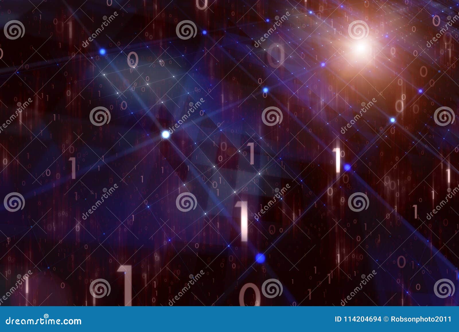 Abstract Digital Computer Network with Binary Numbers Stock ...