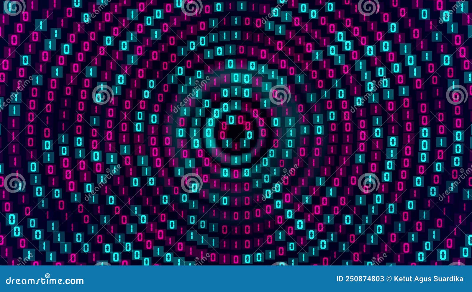 Abstract Digital Concentric Blue Red Rotating Flickering Matrix Square ...