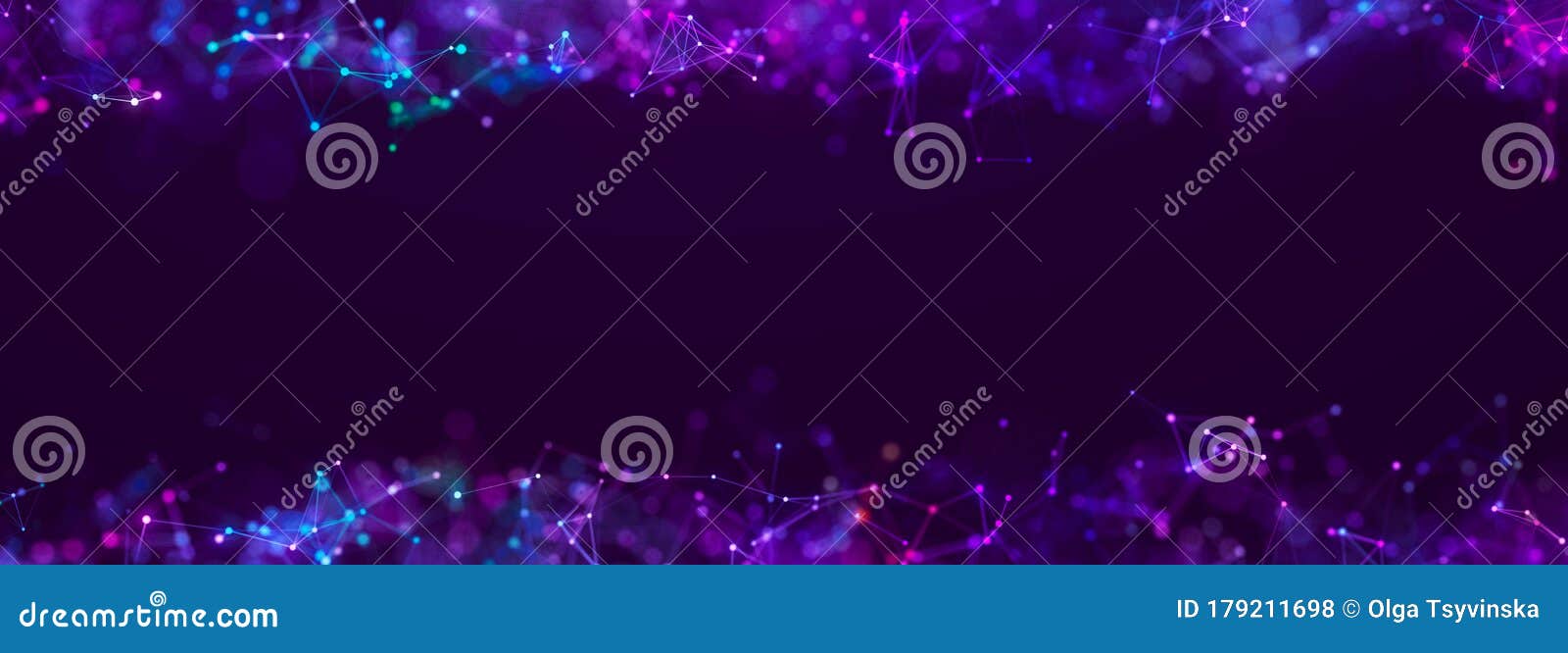 Abstract Digital Connection Dots and Lines. Colored Plexus Effect ...