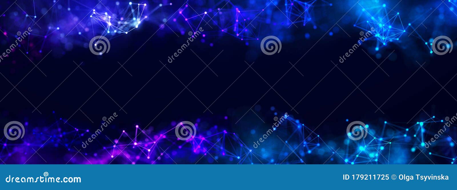 Abstract Digital Connection Dots and Lines. Colored Plexus Effect ...