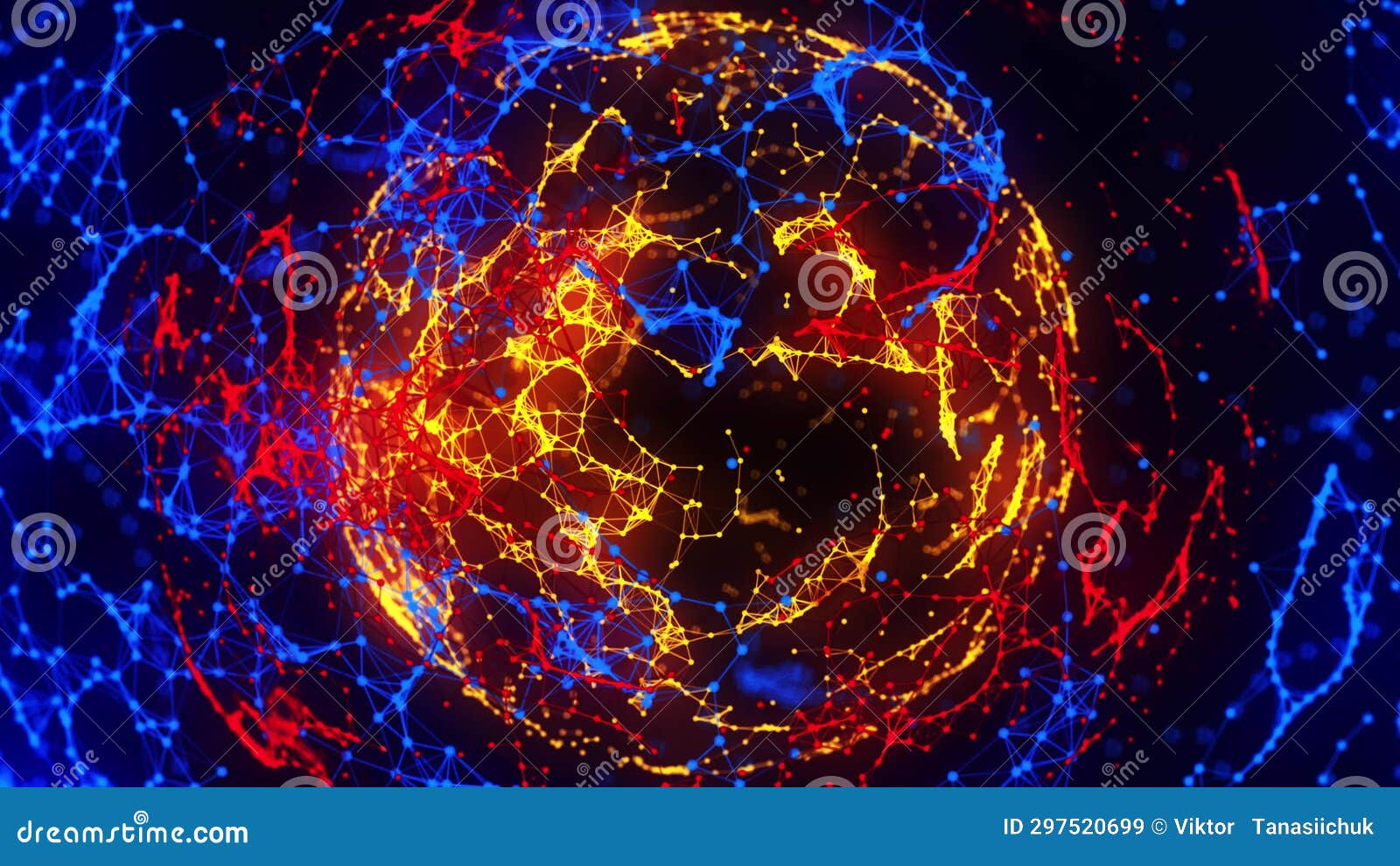 Abstract Digital Connection Moving Dots And Lines Technology Background Network Connection