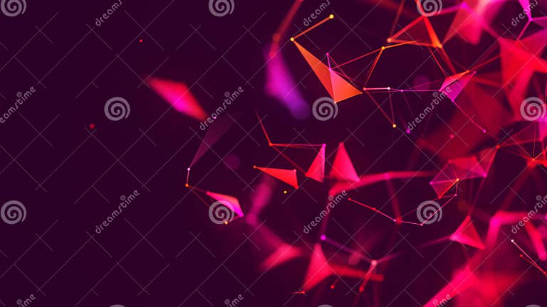 Abstract Digital Connection Moving Dots and Lines. Technology Background. Network Connection ...