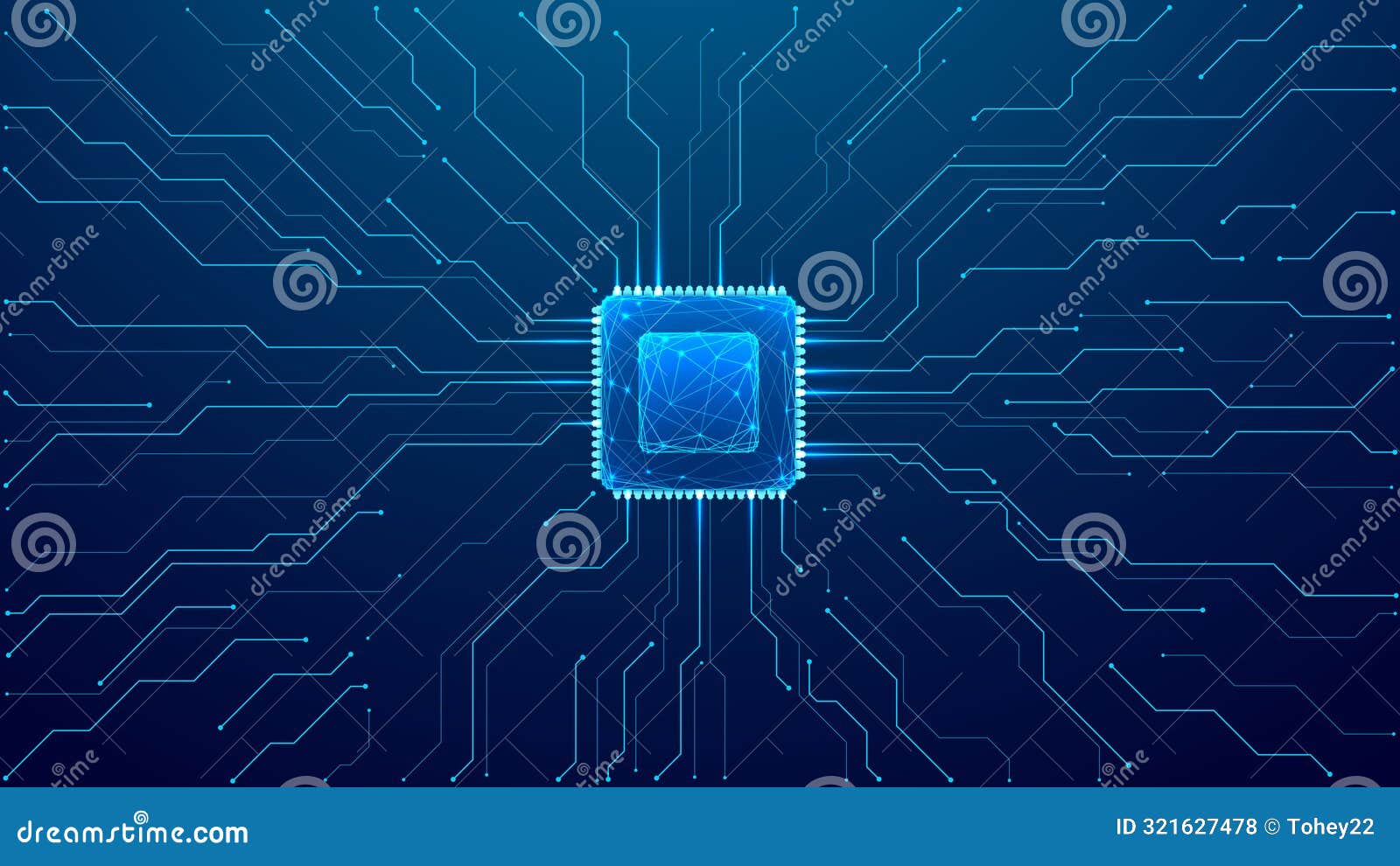 Abstract Digital CPU Chip Background on Technology Blue Background ...