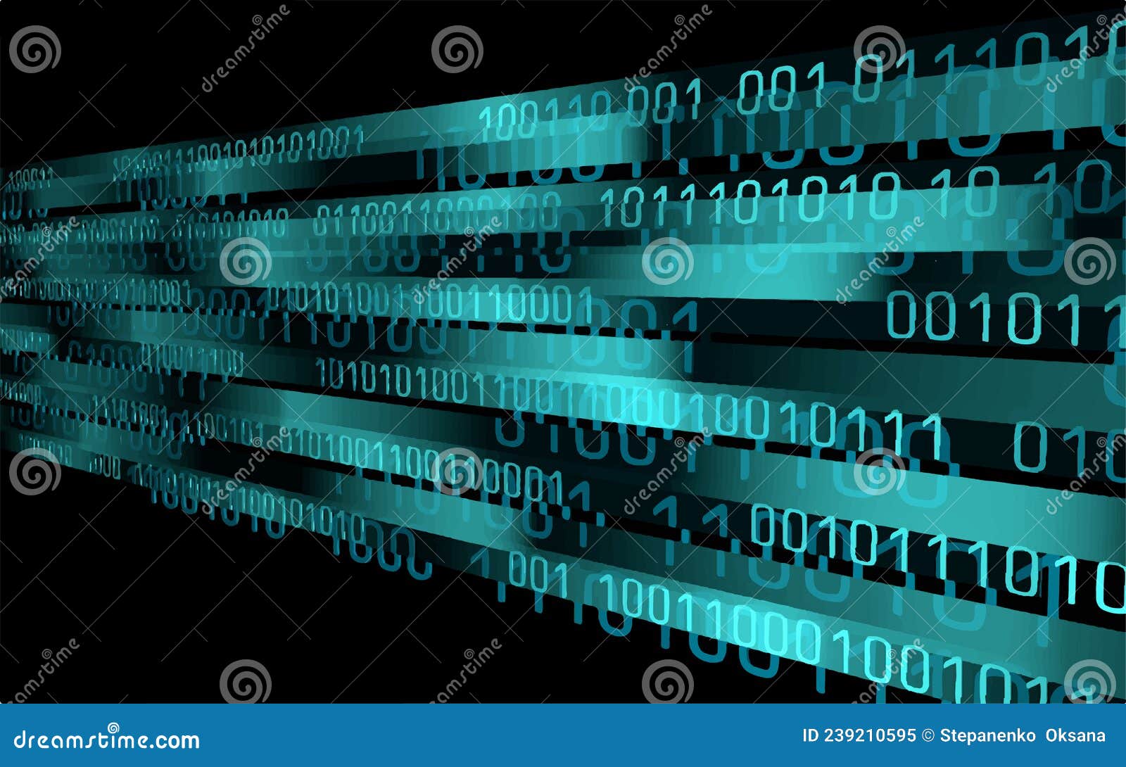 Abstract Digital 3D Blue Background. Information Code Flow Data ...
