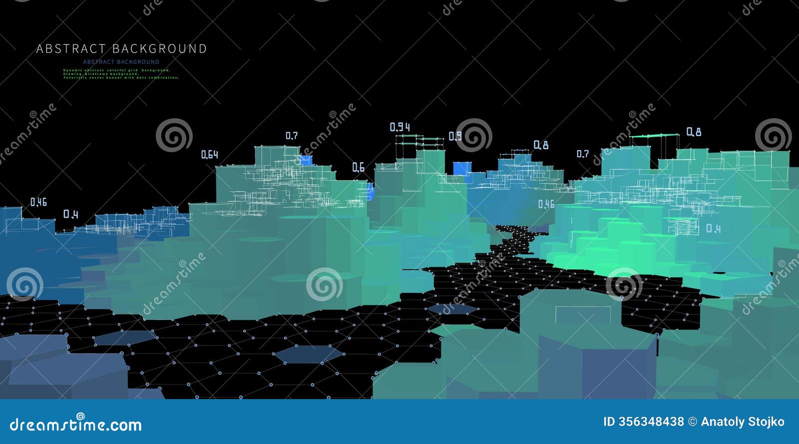 Abstract Digital 3D Graph. Hexagonal Growth Columns and Abstract ...