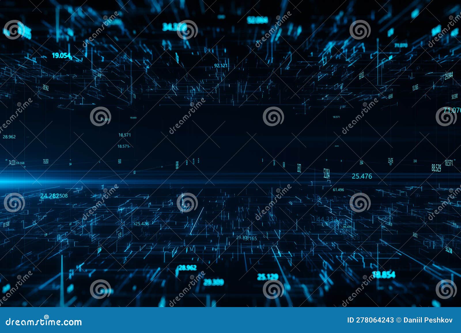 Abstract Digital Data Background With Glowing Binary Code Matrix