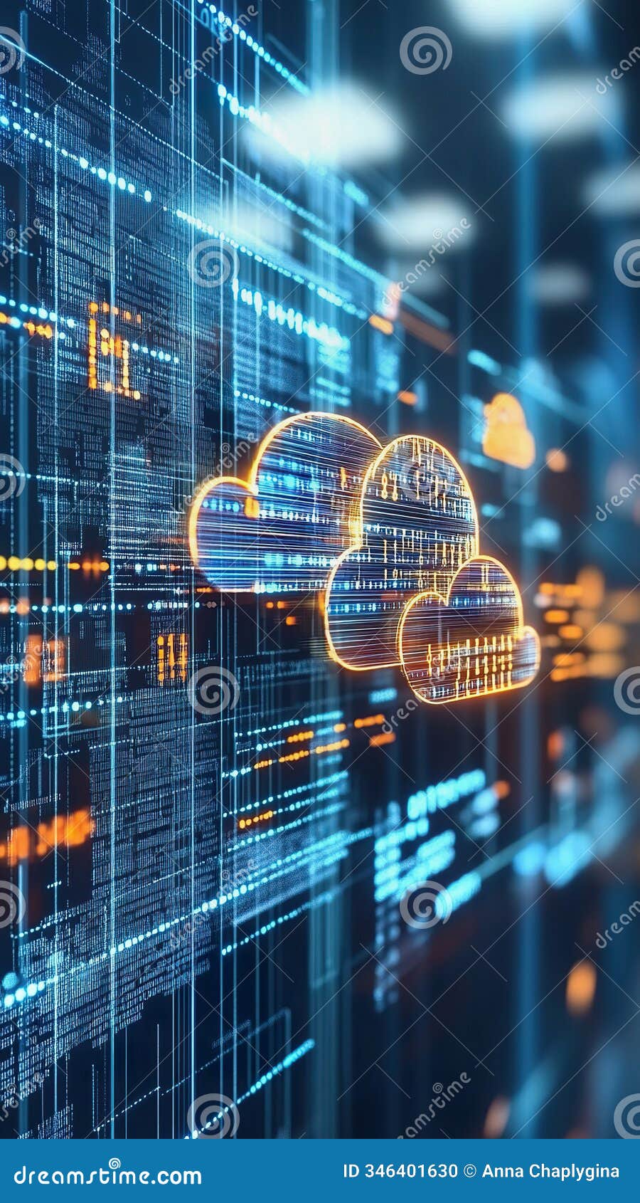 Abstract Digital Data Cloud with Binary Code Effect in a Vibrant Tech ...