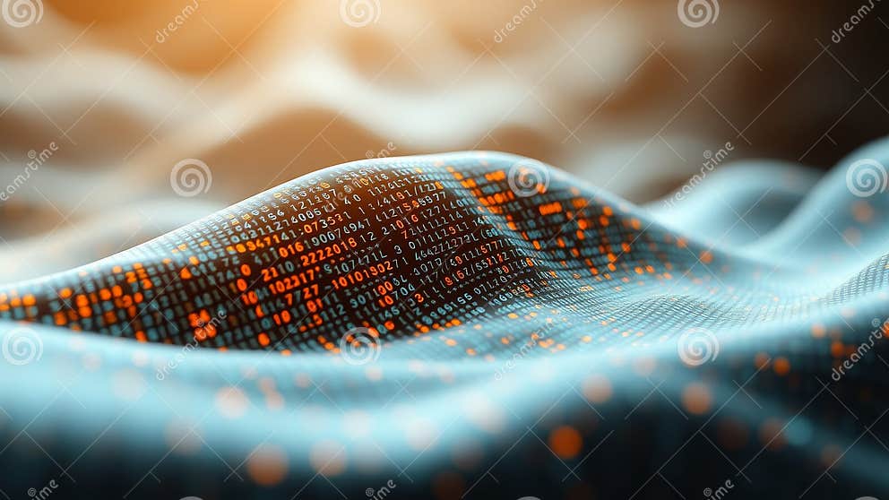 Abstract Digital Data Flow with a Blue and Orange Color Scheme Stock Illustration - Illustration ...