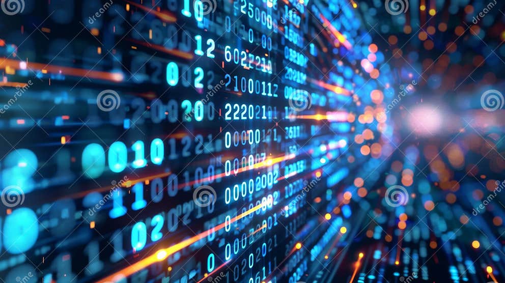 Abstract Digital Data Stream with Binary Code, Generative AI Stock Image - Image of stream ...