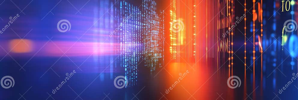 Abstract Digital Data Stream Dynamic Digital Flow Binary Code ...