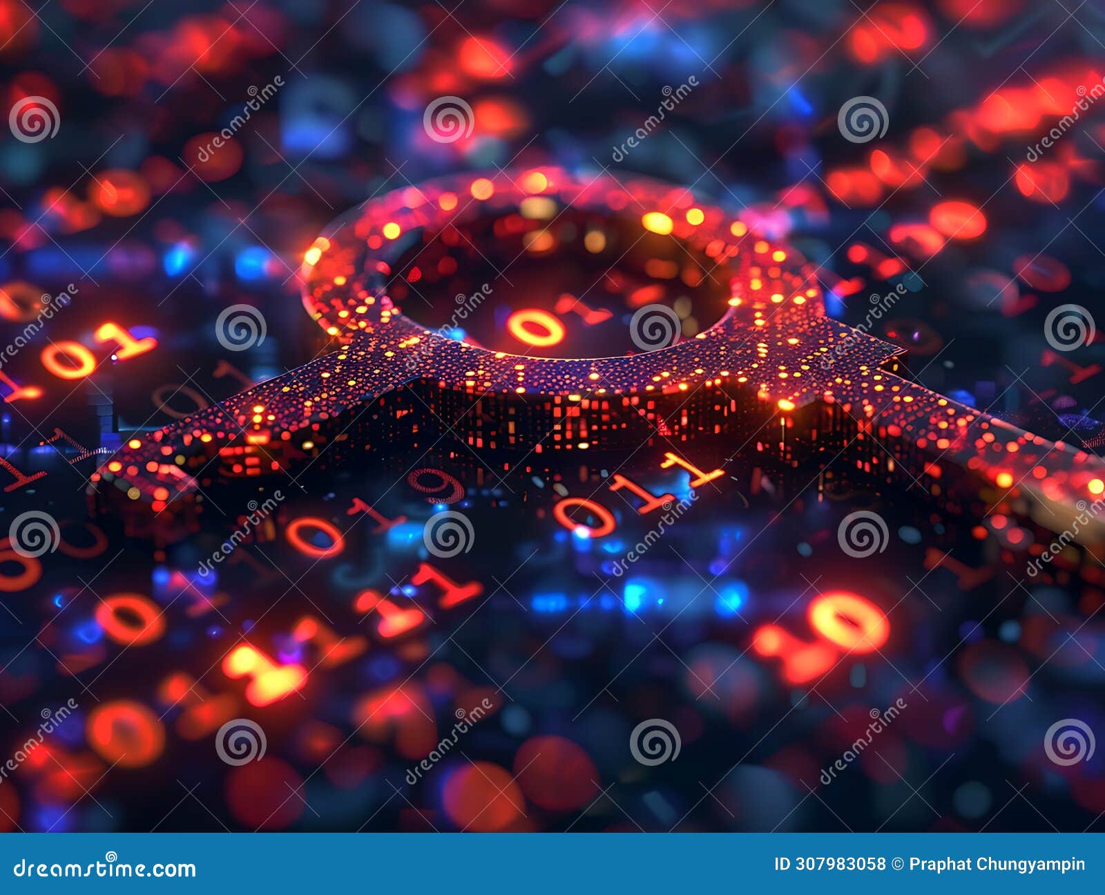 Abstract Digital Data Stream Encryption Visualization Stock Illustration - Illustration of lock ...