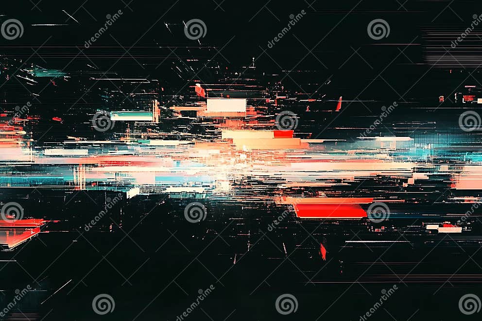 Abstract Digital Data Stream, Glowing Lines and Blocks Stock ...