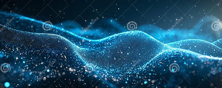 Abstract Digital Data Streams Flowing in a Dynamic Blue Wave Pattern ...