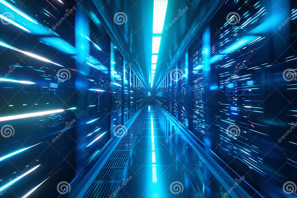 Abstract Blue Digital Data Transfer Concept Background Stock ...