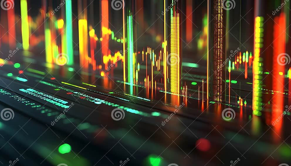 Abstract Digital Data Visualization with Glowing Lines and Numbers ...